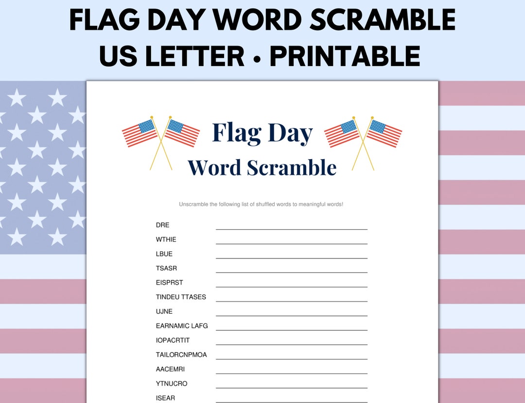 Flag Day Word Scramble, Flag Day Printable, Flag Day Activities, Flag ...