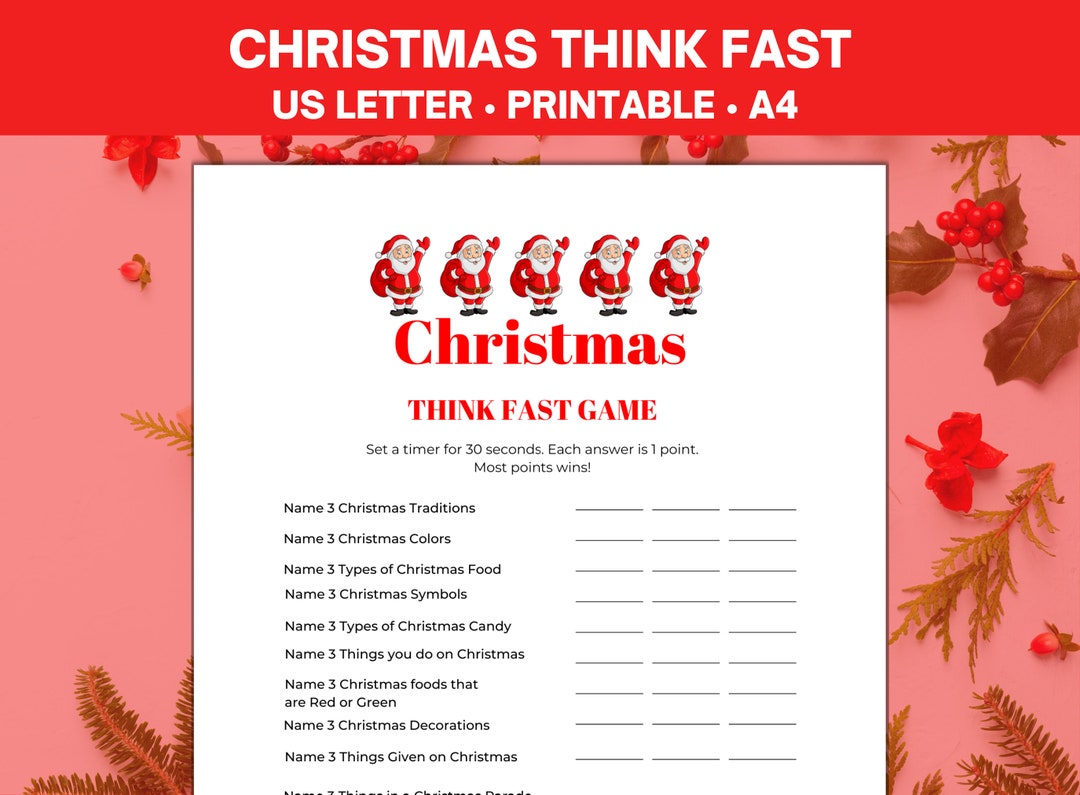 Christmas Think Fast Game, Ice Breaker Games, Printable Christmas Games ...