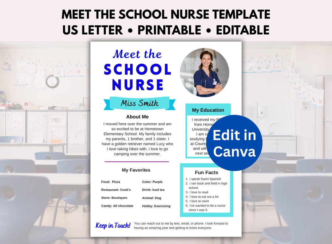 Meet the School Nurse Editable Template, Meet the Nurse Flyer, School ...