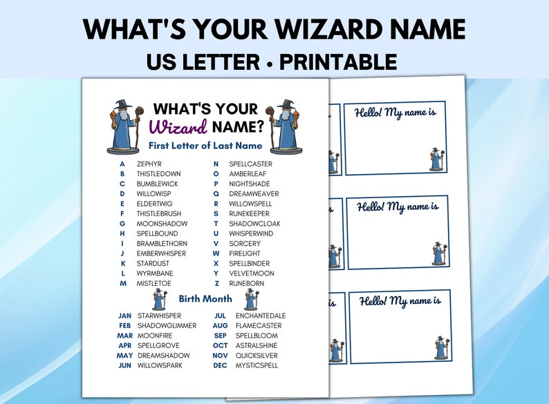 What's Your Wizard Name Game, Wizard Birthday Party Game, Halloween ...