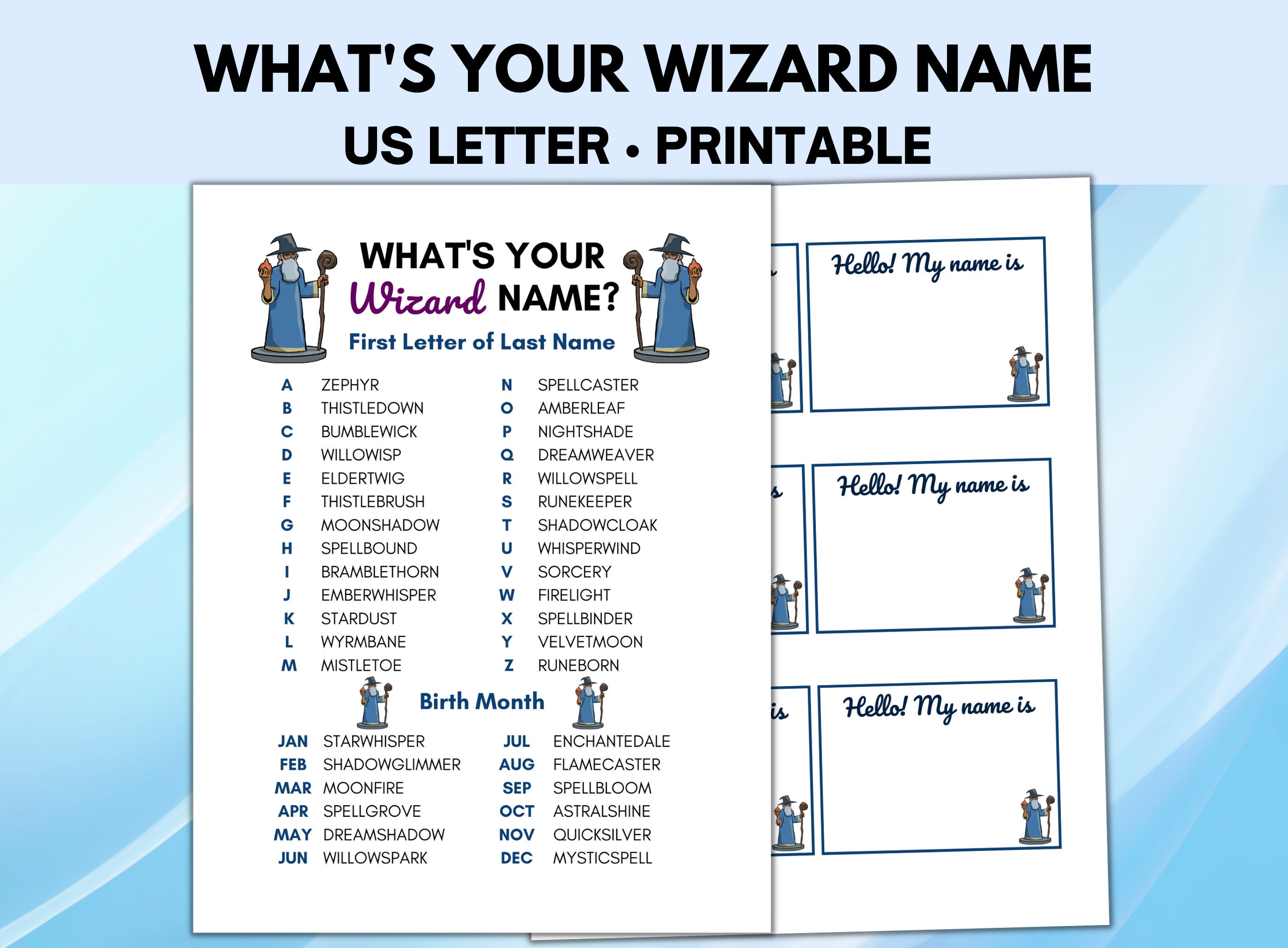What's Your Wizard Name Game, Wizard Birthday Party Game, Halloween ...