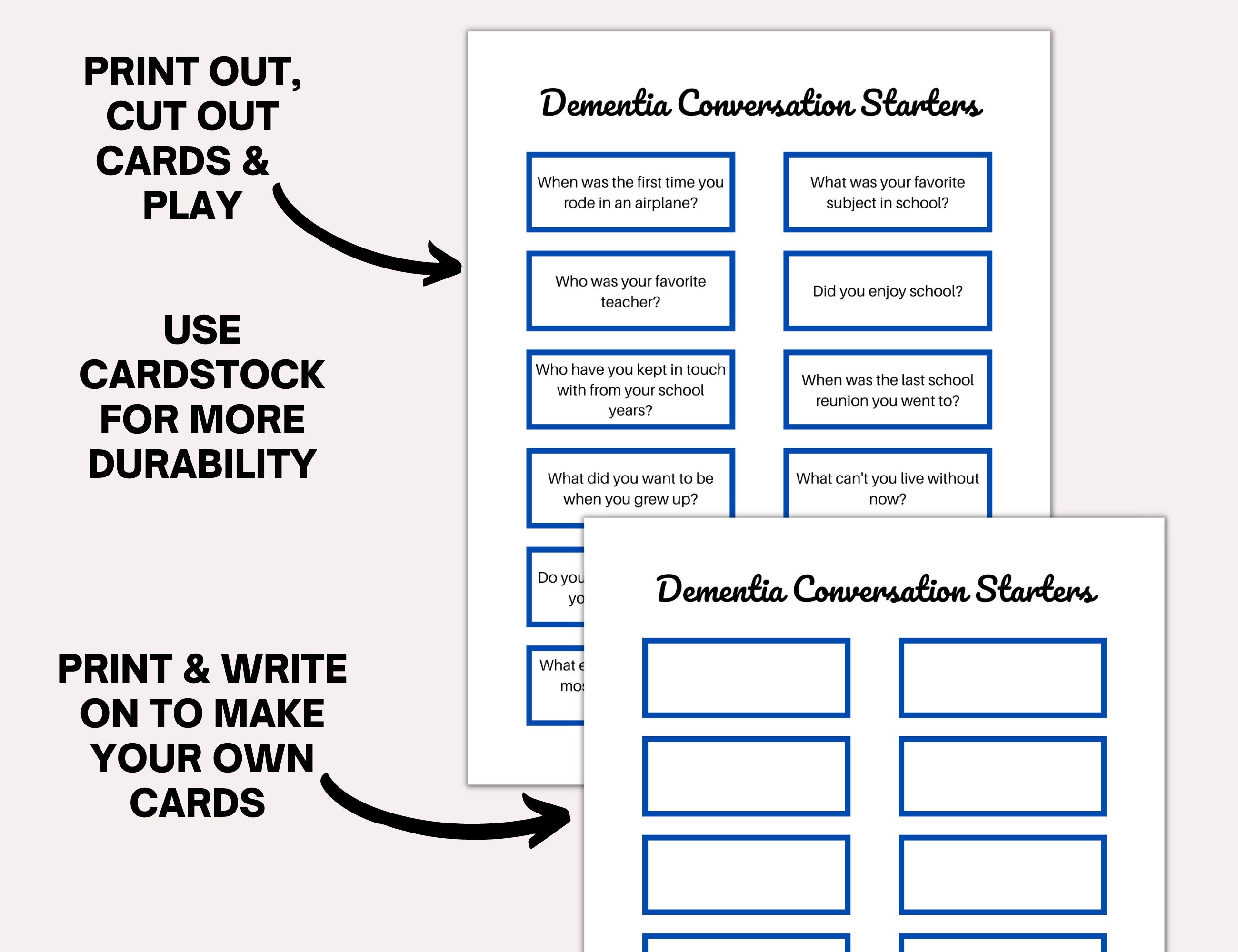 Dementia Conversation Starters, Conversation Cards, Ice Breaker Games ...
