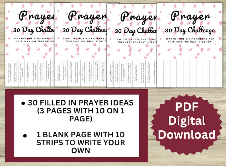 30 Day Christian Prayer Challenge, Printable Prayer Request Cards ...