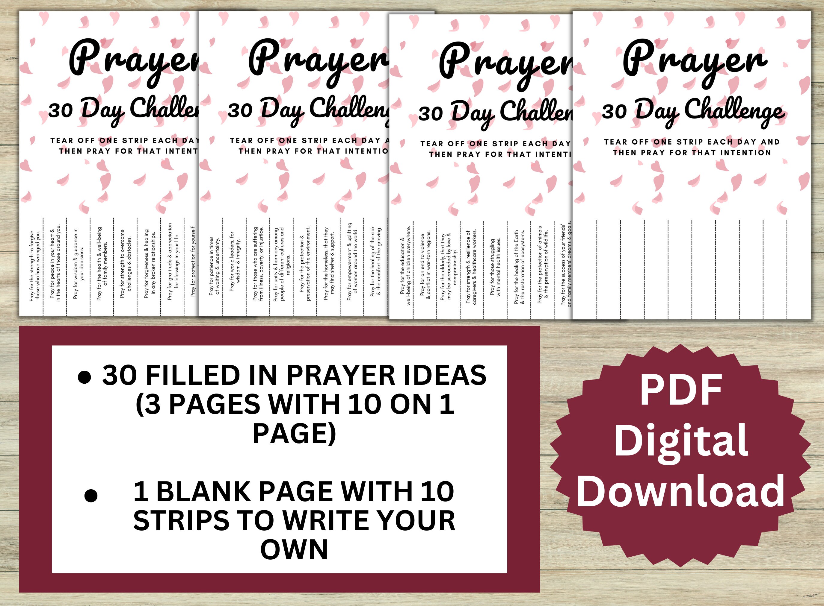 30 Day Christian Prayer Challenge, Printable Prayer Request Cards ...