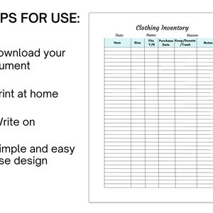 Clothing Inventory Template Sheet, Apparel Inventory Tracker, Clothing ...