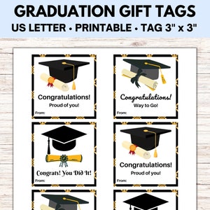 Printable Graduation Gift Tags and Labels, Graduation Wishes, Congrats ...