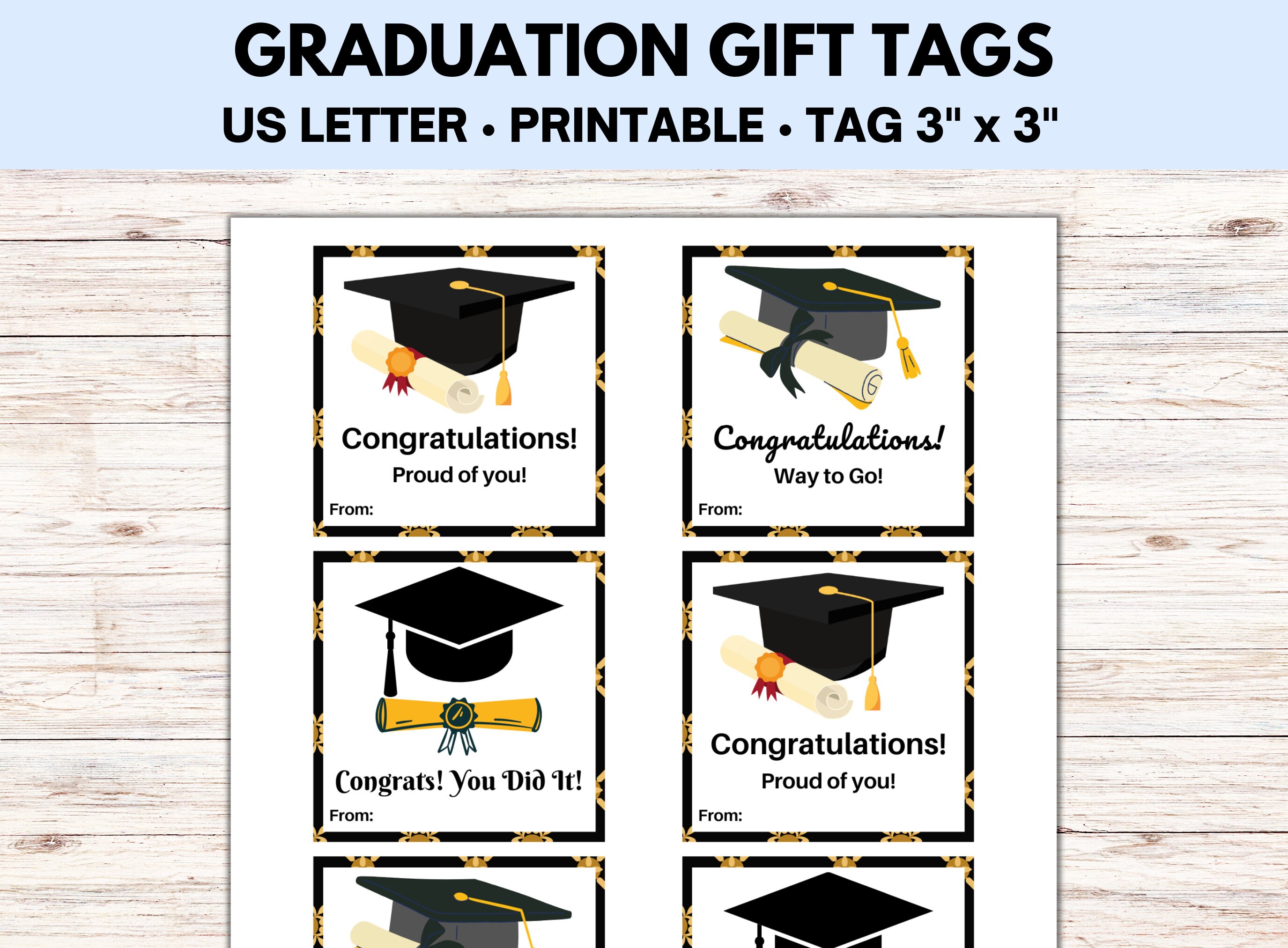 Printable Graduation Gift Tags and Labels, Graduation Wishes, Congrats ...