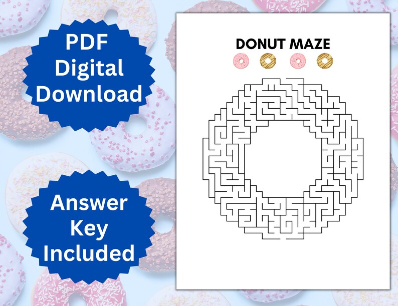 Donut Maze, Doughnut Maze Printables, Donut Birthday Party Game, Donut ...