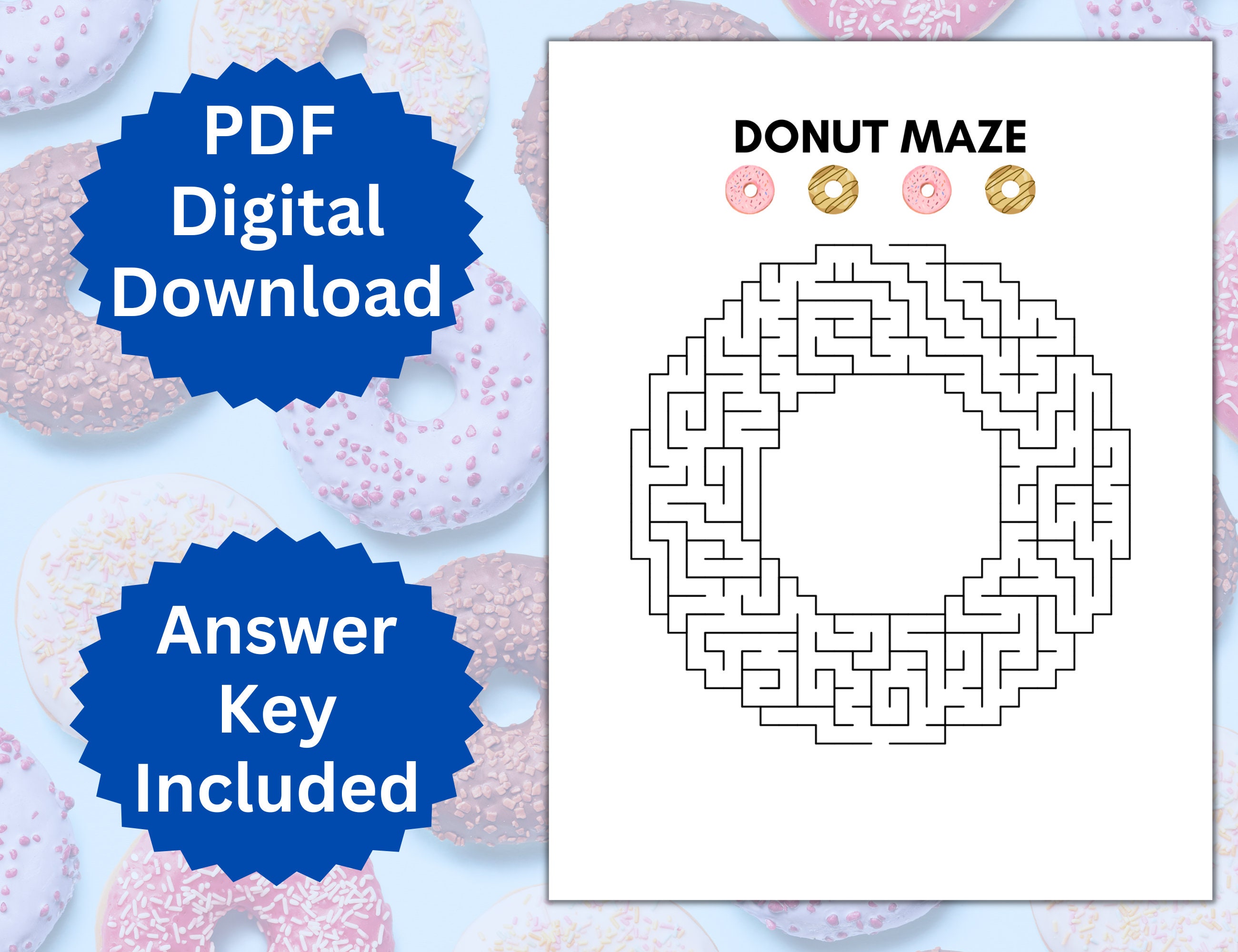 Donut Maze, Doughnut Maze Printables, Donut Birthday Party Game, Donut Games - Etsy