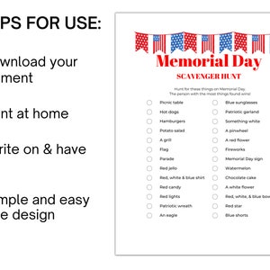 Memorial Day Games, Find the Guest Game, Memorial Day Scavenger Hunt ...