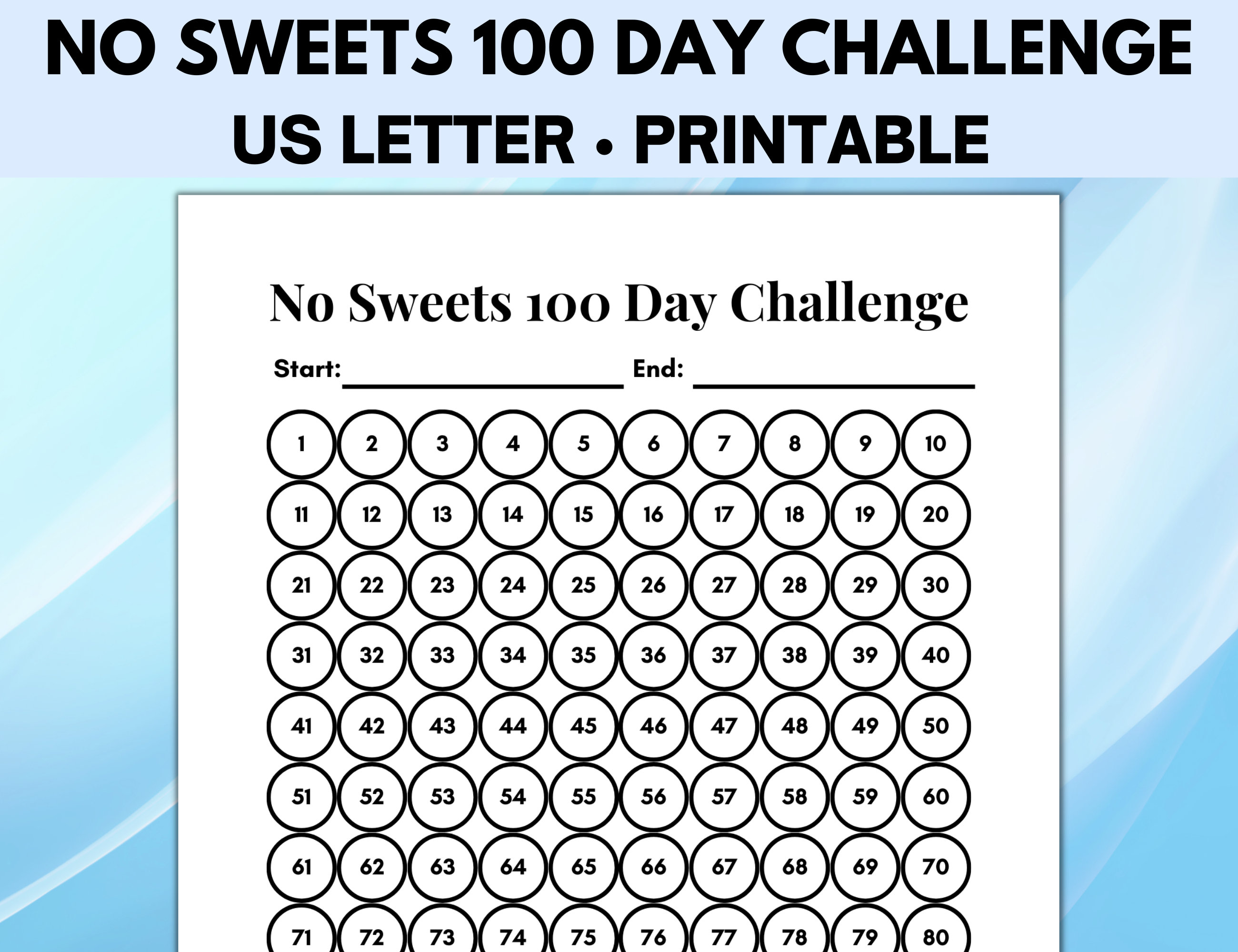 No Sweets 100 Days Challenge, No Sweets Challenge, No Sugar Challenge ...