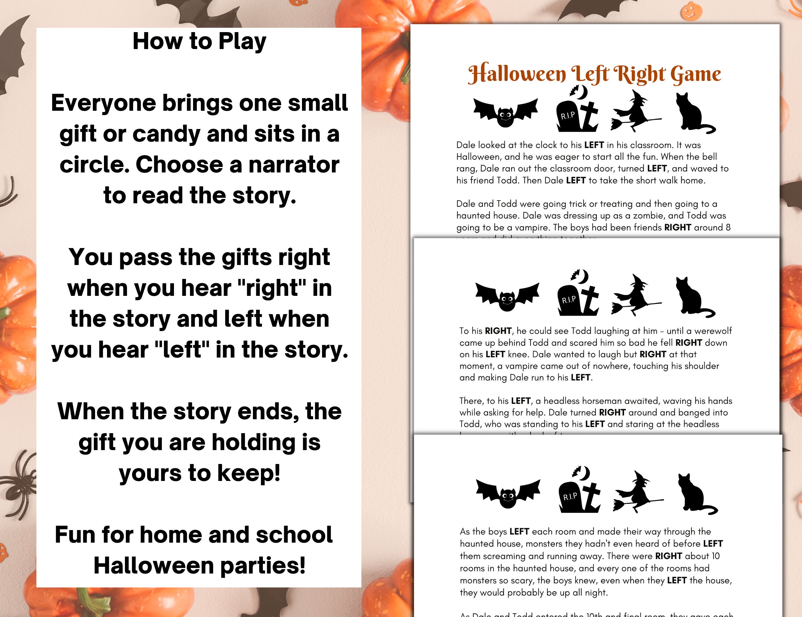 Halloween Left Right Game, Pass the Gift Game, Pass the Prize Game ...