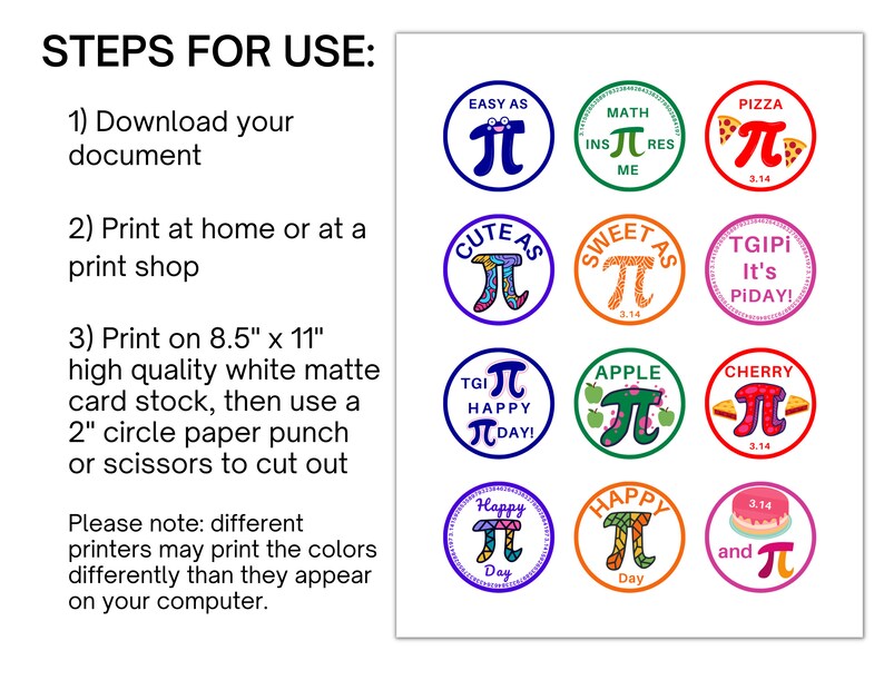 Pi Day Cupcake Toppers Printable, Pi Day Party Favors - Etsy