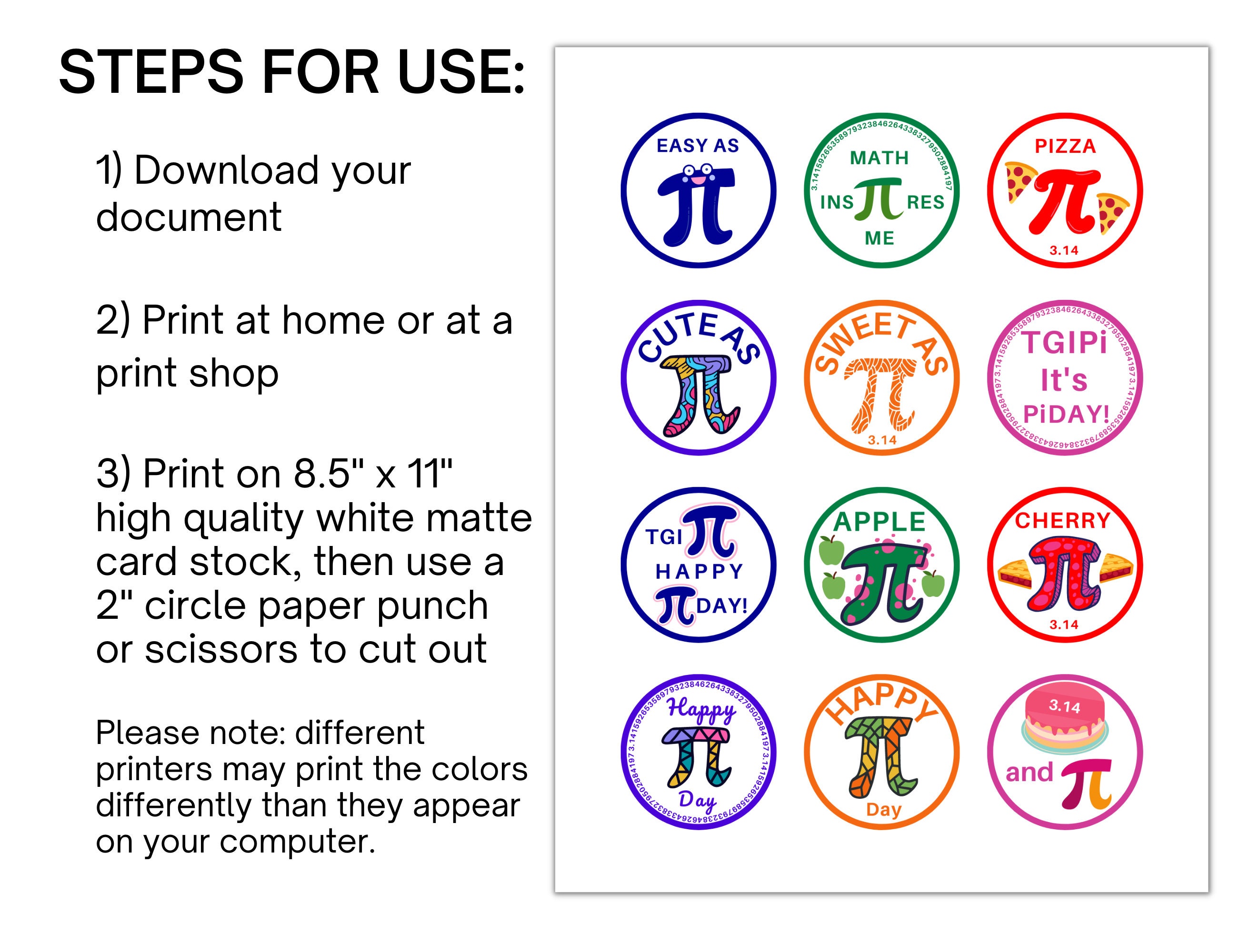 Pi Day Cupcake Toppers Printable, Pi Day Party Favors - Etsy