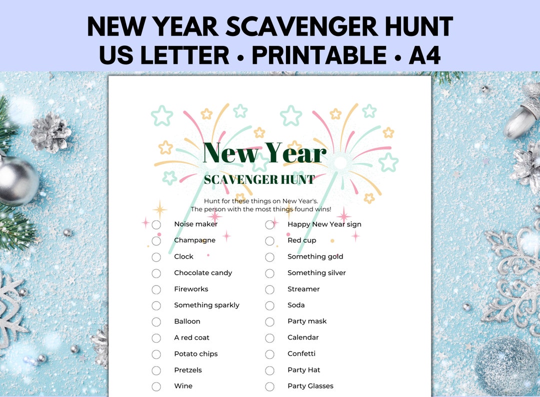 New Year Scavenger Hunt, New Year's Eve Games, New Year's Games for ...