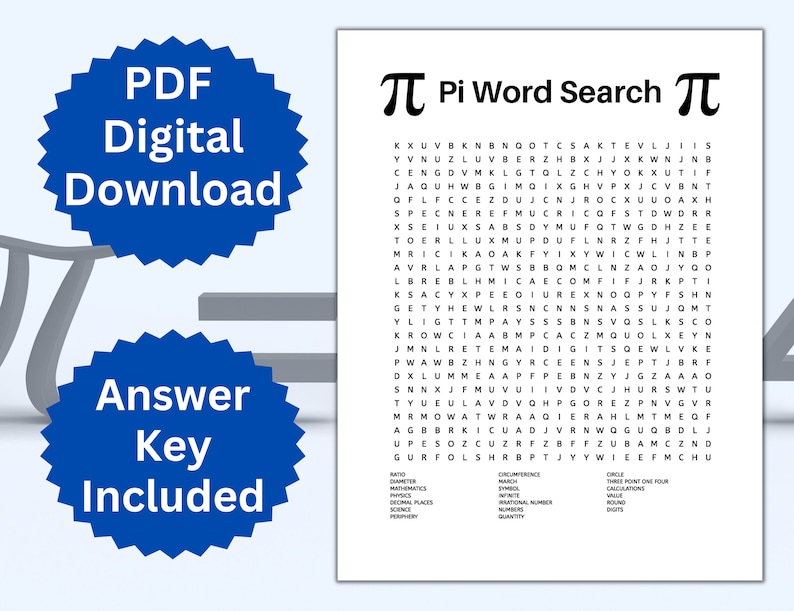 Pi Word Search Puzzle, Pi Day Games, Pi Day Party, Math Teacher Pi ...