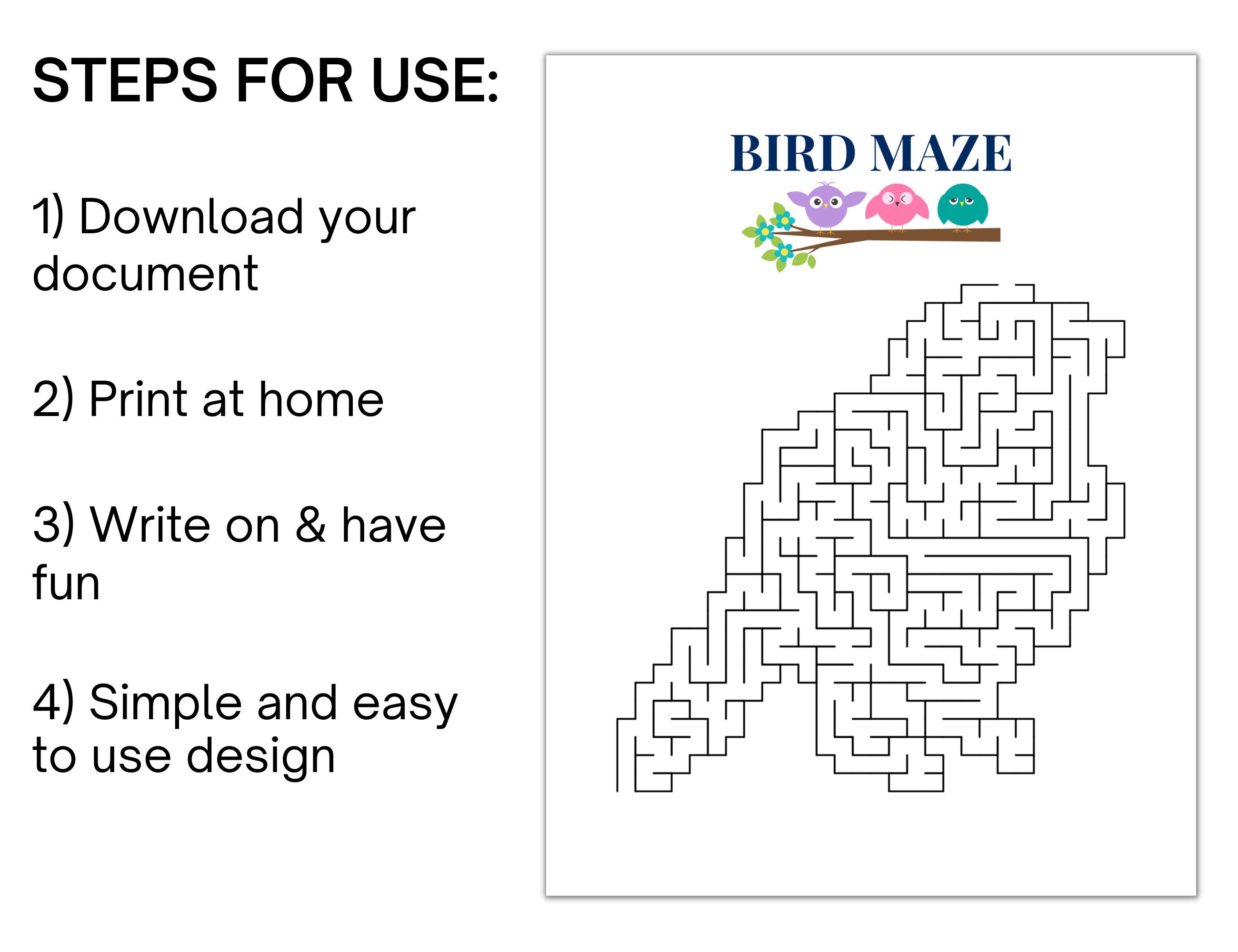 Bird Maze Printable Animal and Nature Maze, Earth Day Maze - Etsy