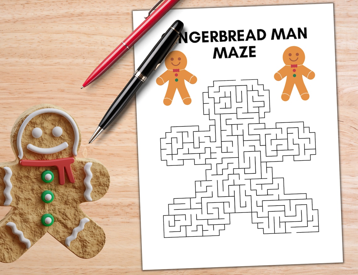Gingerbread Man Maze, Maze Printables, Gingerbread Day Games, Printable ...