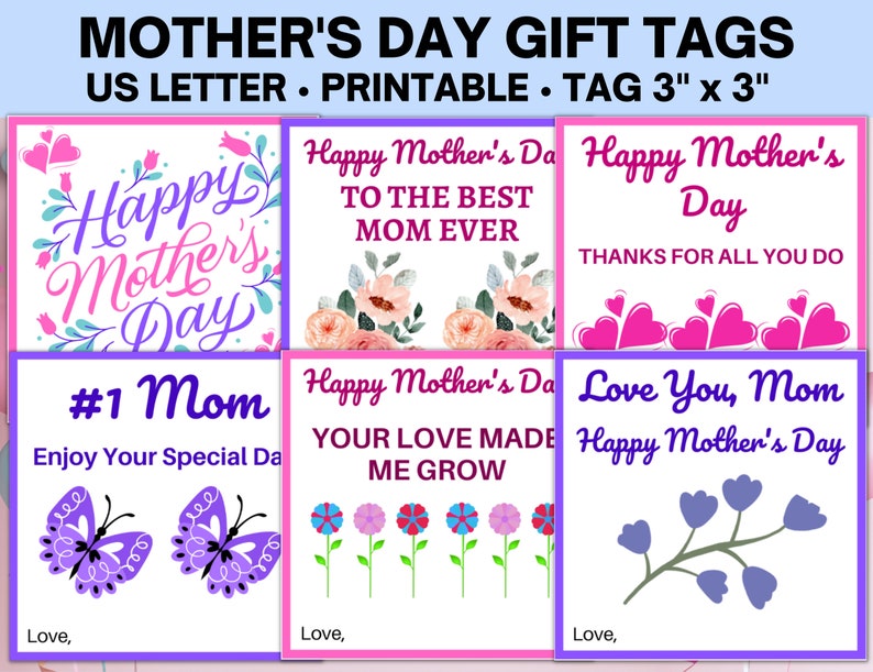 Mother's Day Gift Tags Printable, Best Mom Ever Gift Tag - Etsy