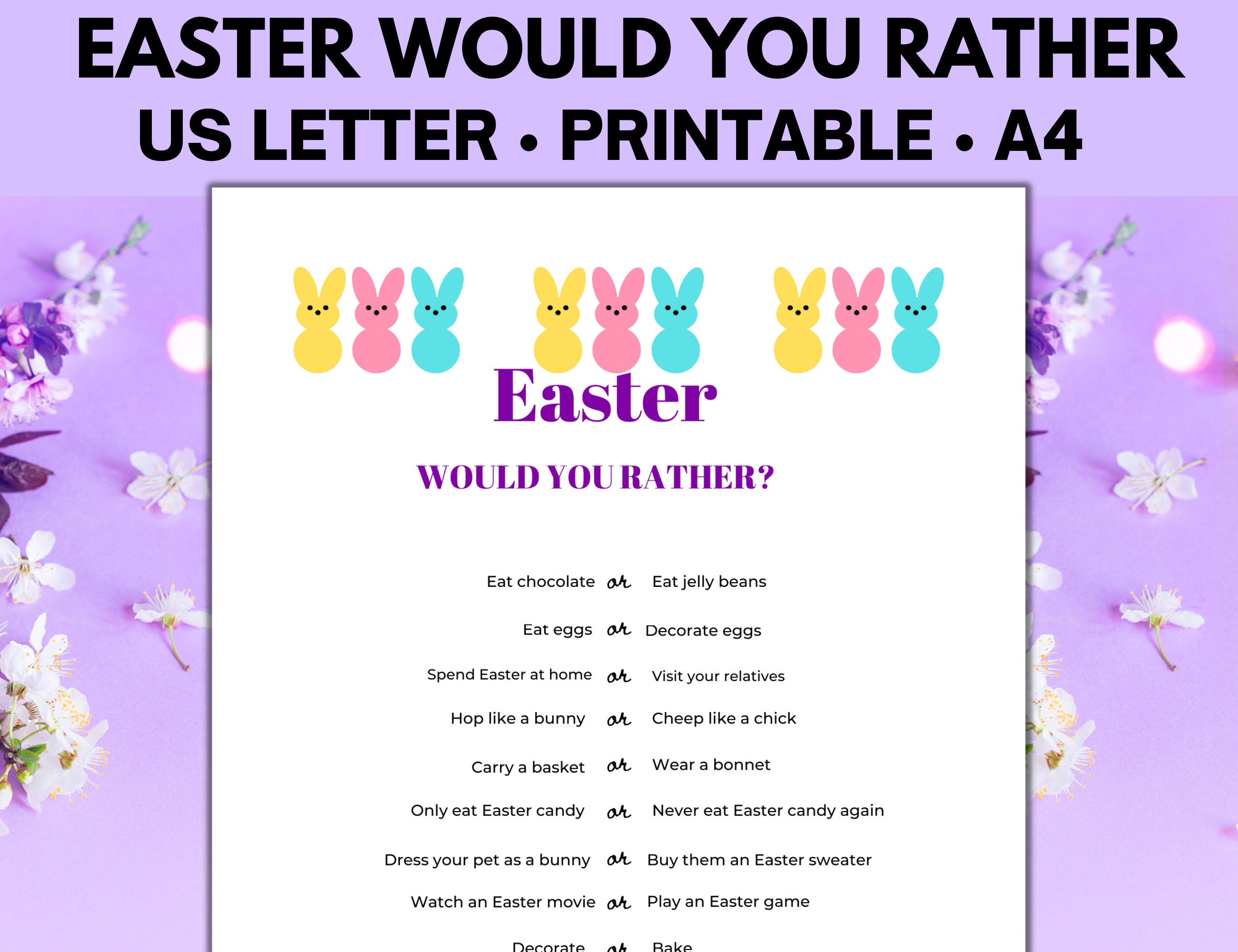 Easter Would You Rather Game, Printable Easter Games for Kids and ...