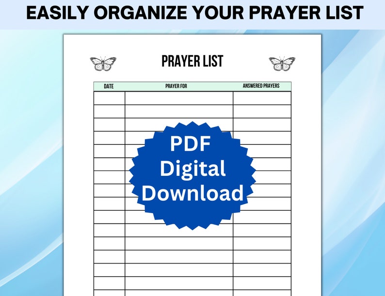 Prayer List Printable Prayer Log and Binder, Prayer Planner - Etsy