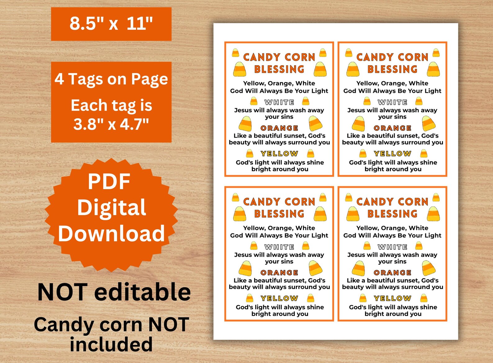 Candy Corn Blessing Tag, Candy Corn Trinity, Christian Halloween Candy ...