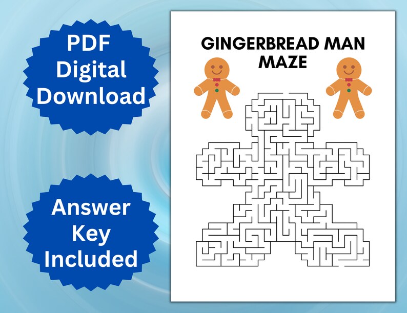 Gingerbread Man Maze, Maze Printables, Gingerbread Day Games, Printable ...