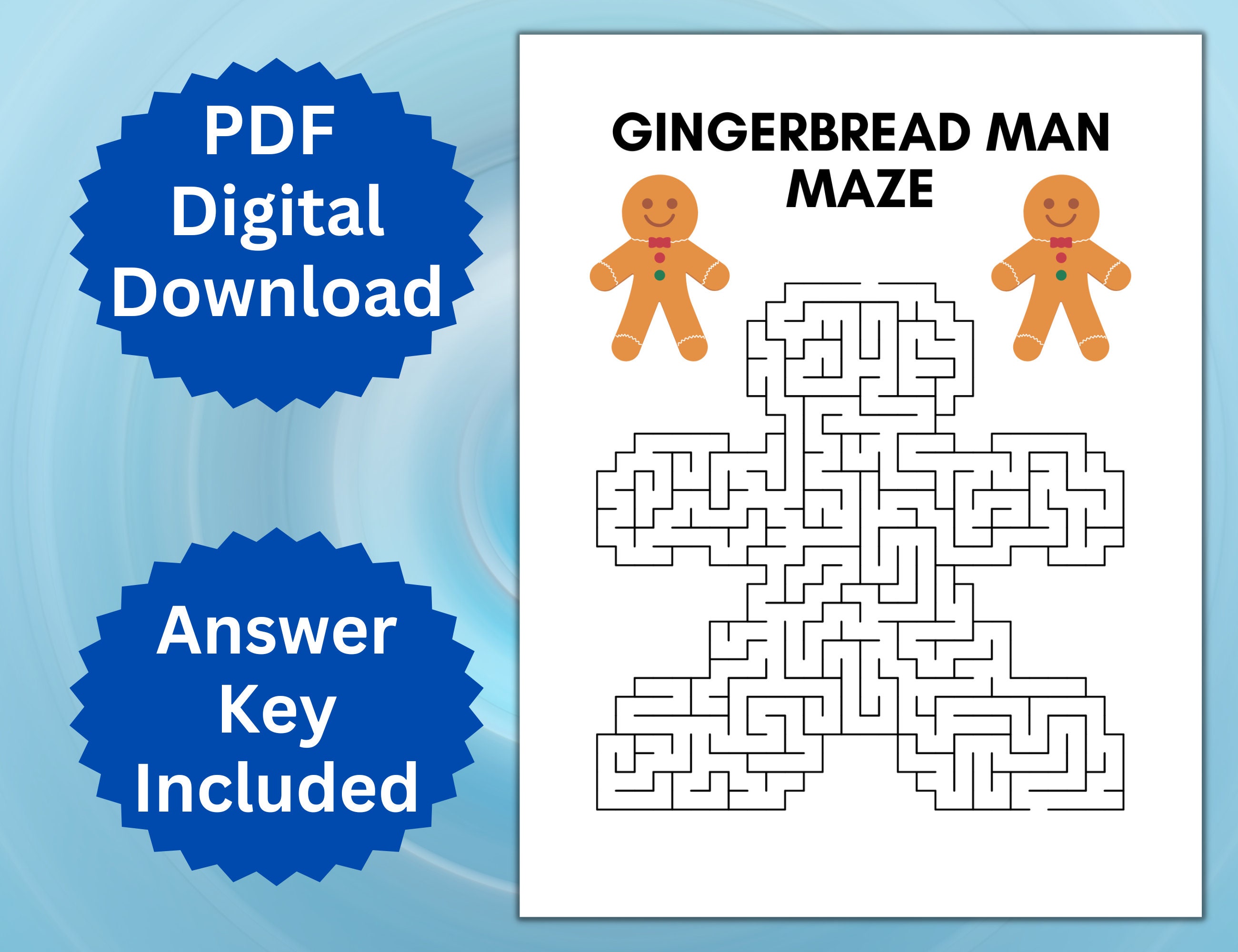 Gingerbread Man Maze, Maze Printables, Gingerbread Day Games, Printable ...