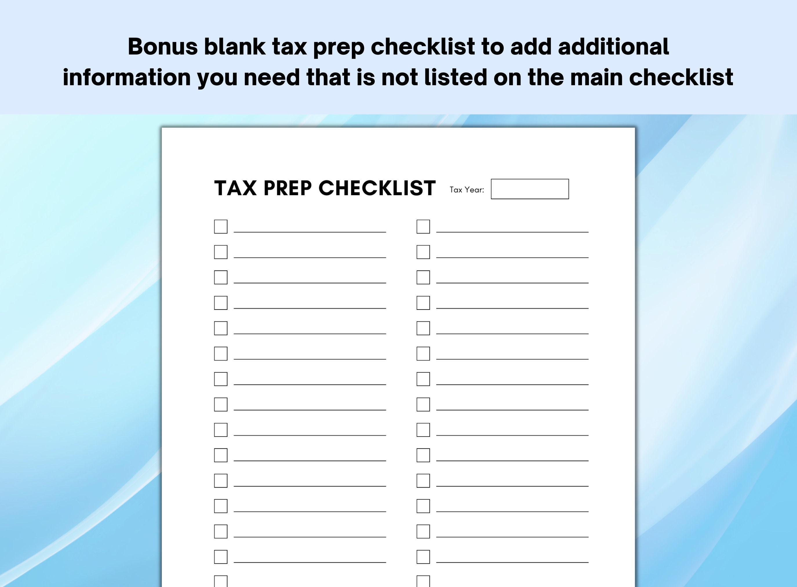 Tax Prep Checklist, Tax Checklist, Tax Organizer, Tax Preparation, Tax ...
