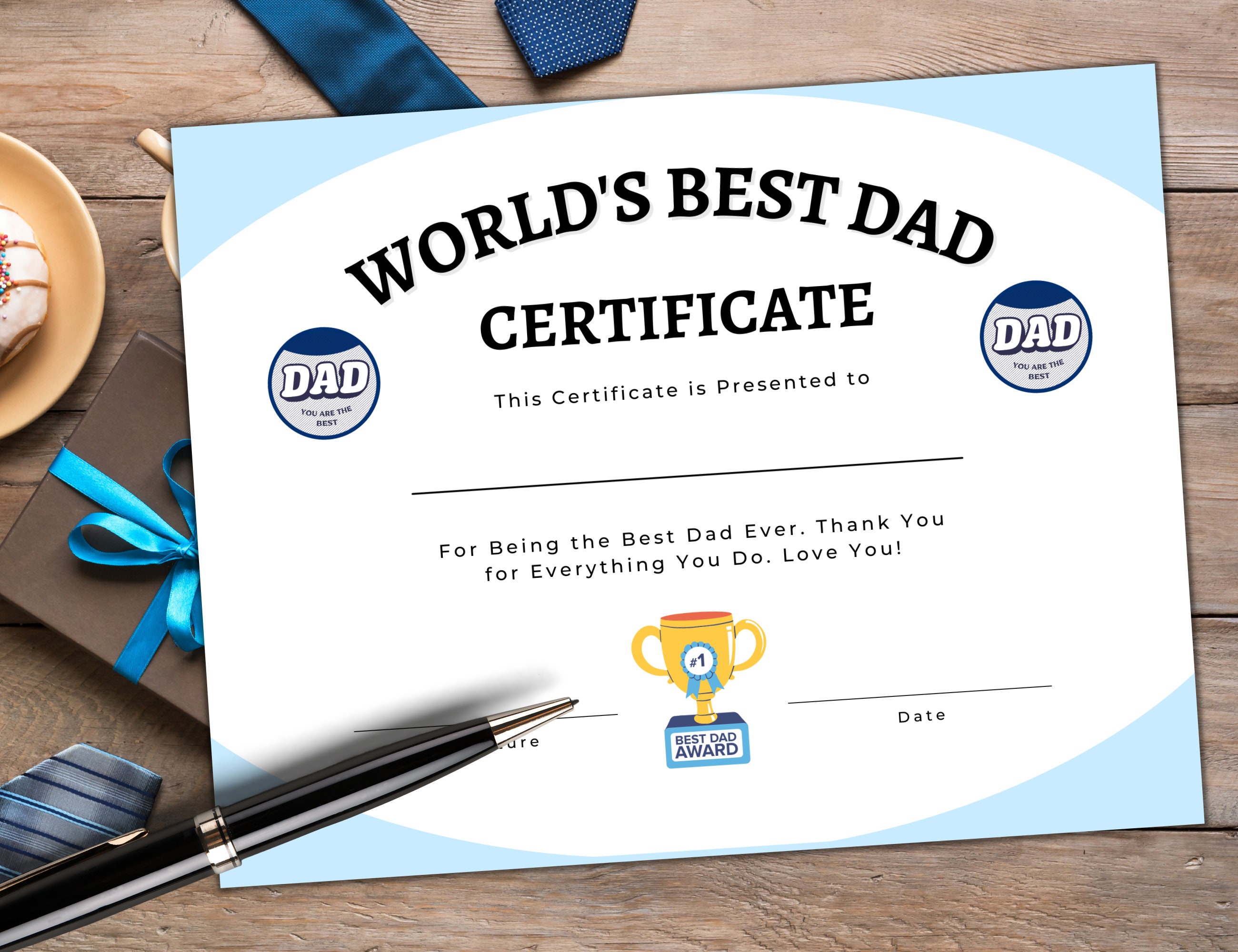 Best Dad Ever Certificate, Number One Dad and World's Best Dad Award ...