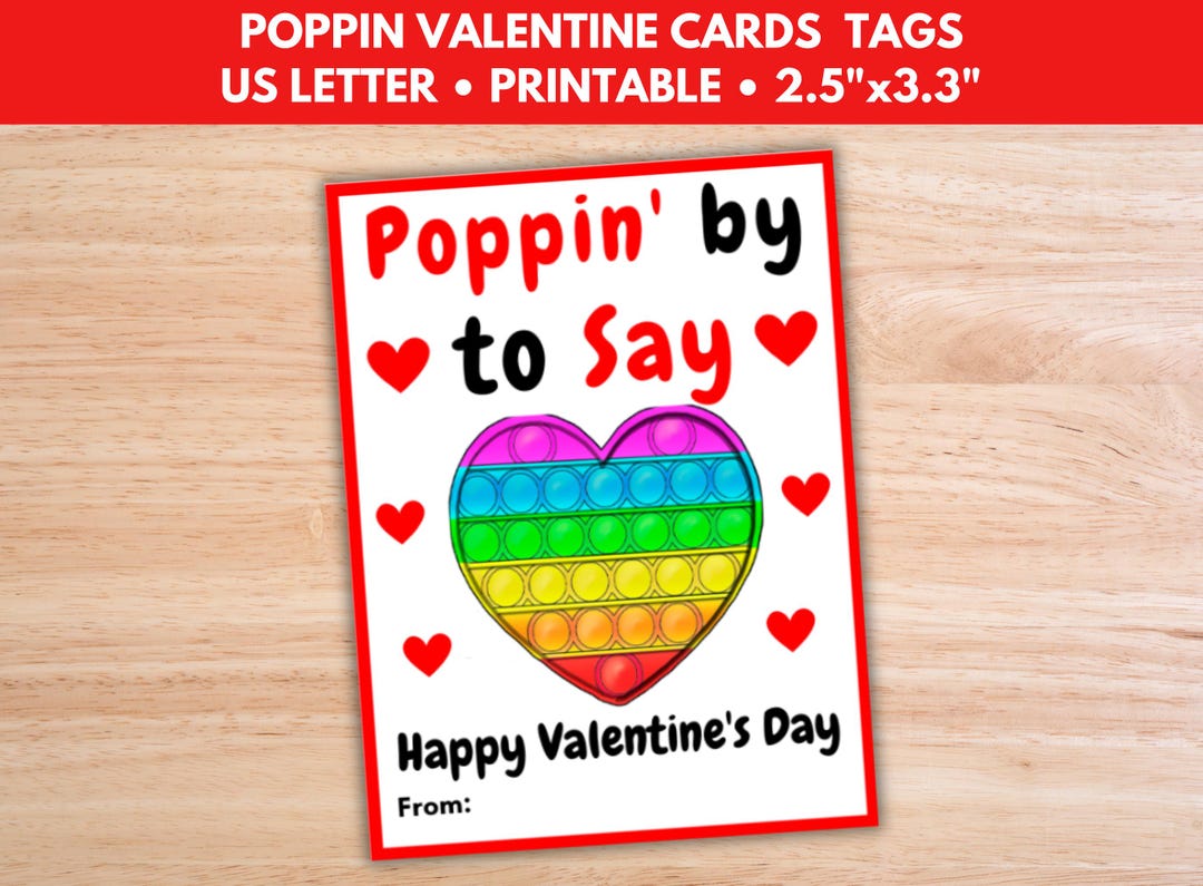 Valentine Fidget Toy Cards Tags, Poppin Fidget Tags, Popping Toy Gift ...