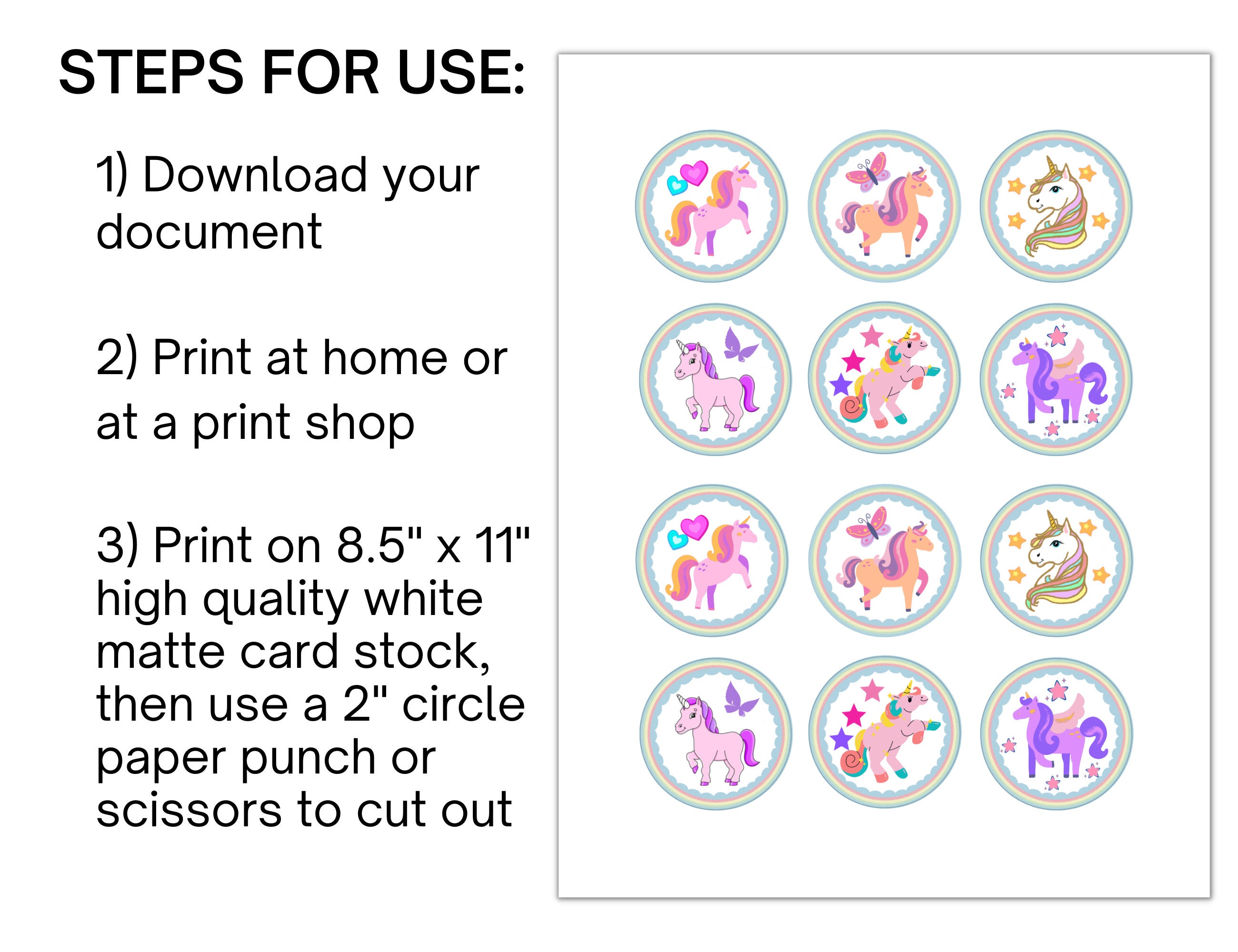Unicorn Cupcake Toppers Printable Etsy