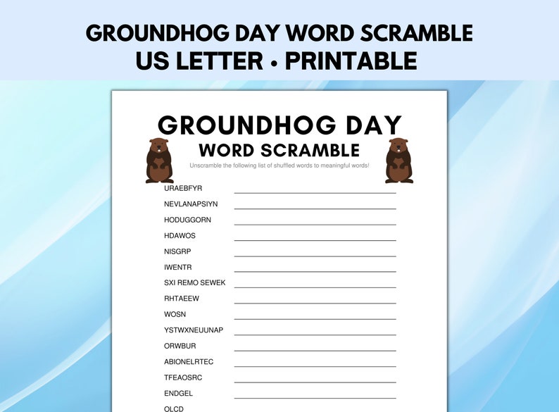 Groundhog Day Word Scramble, Groundhog Day Printable, Groundhog ...