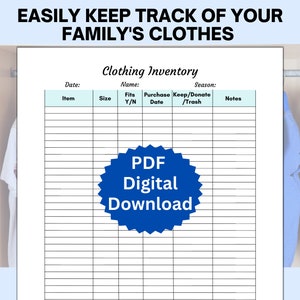 Clothing Inventory Template Sheet, Apparel Inventory Tracker, Clothing ...