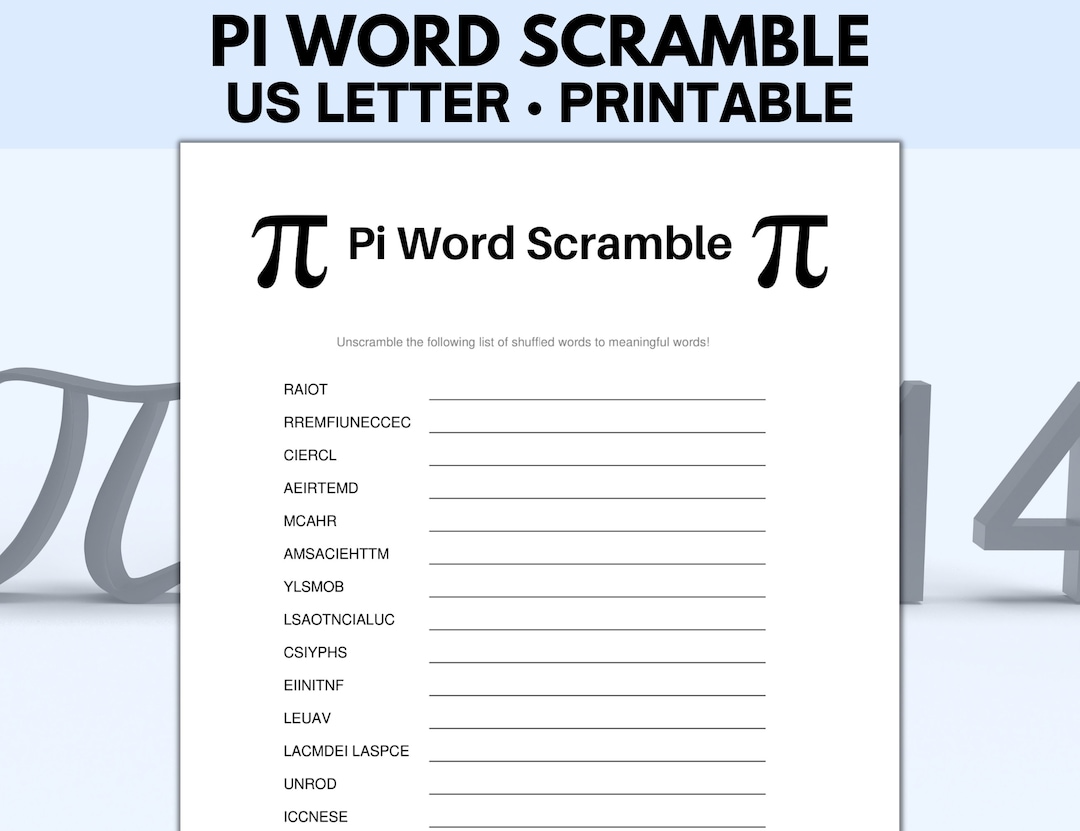 Pi Word Scramble Game, Pi Day Games, Pi Day Party, Math Teacher Pi ...
