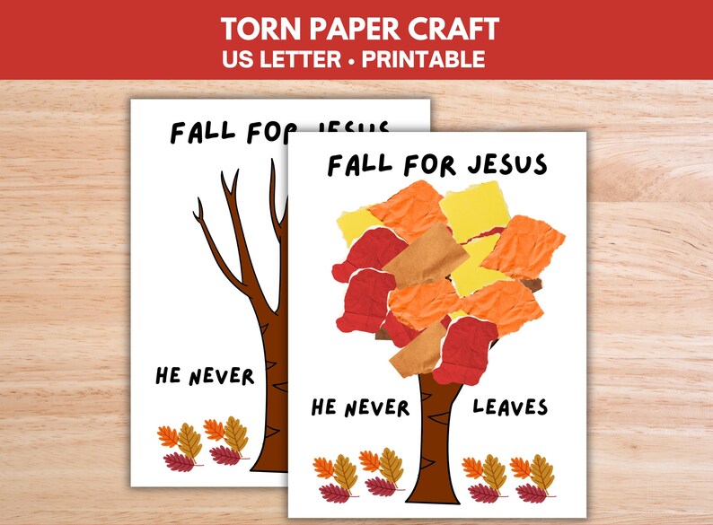 Fall for Jesus Craft, Jesus Never Leaves Tissue Paper Craft, Fall Bible Activity, He Never ...