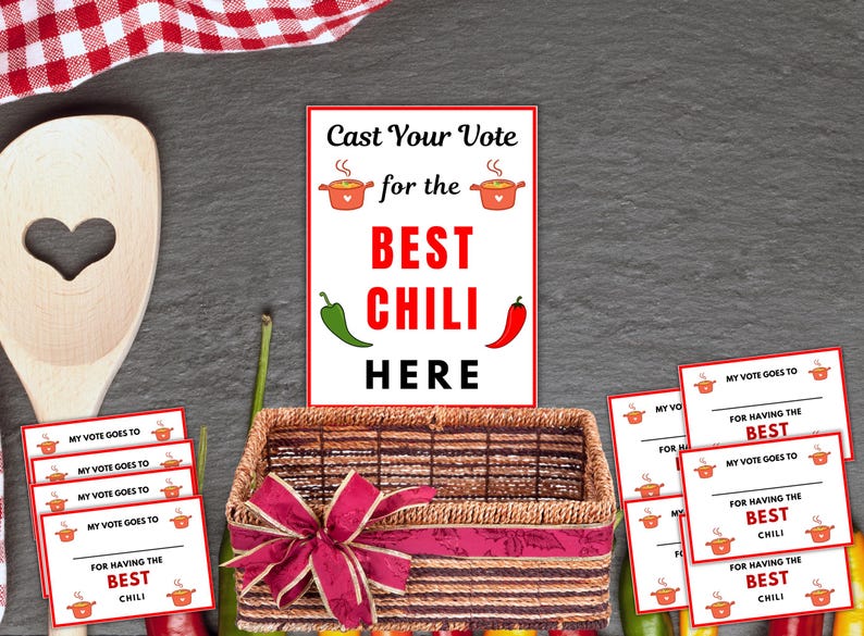 Chili Cook off Voting Cards, Certificates, Sign for Chili Contest Kit ...