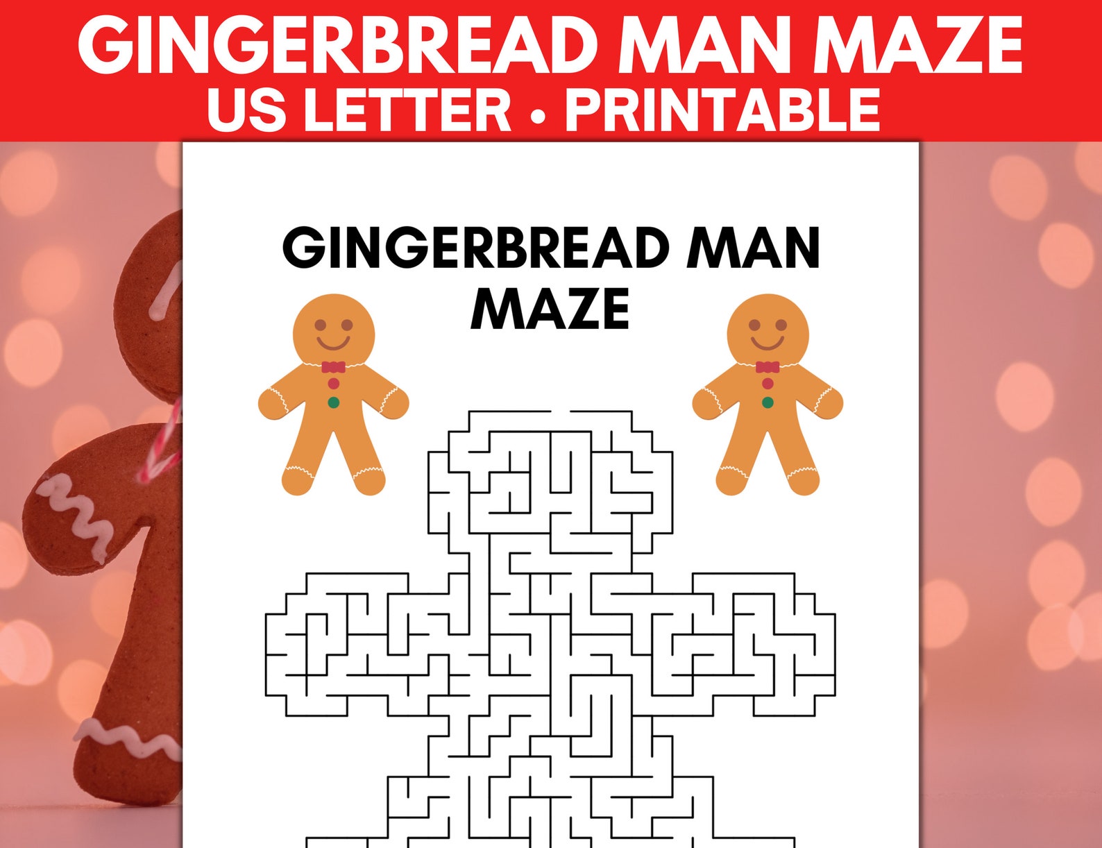 Gingerbread Man Maze, Maze Printables, Gingerbread Day Games, Printable ...