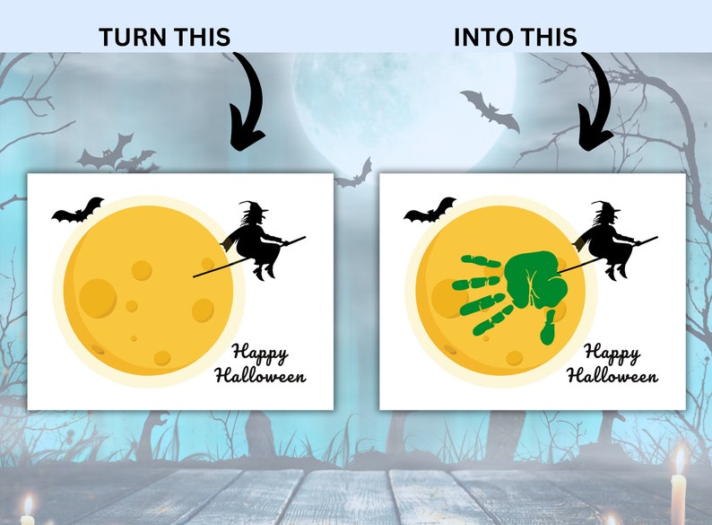 Halloween Handprint Art Craft, Fingerprint Art, Fall Halloween Activity ...