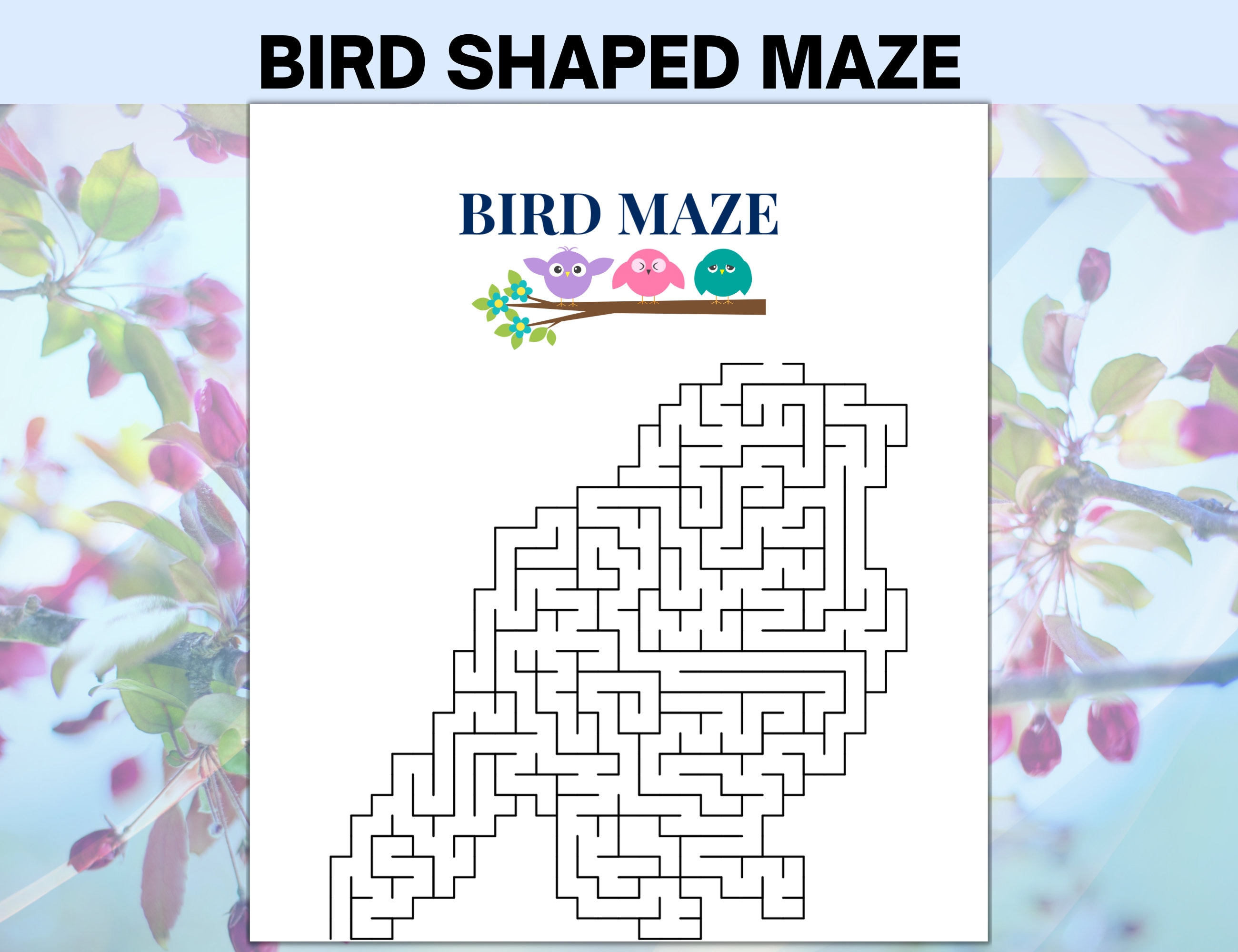 Bird Maze Printable Animal and Nature Maze, Earth Day Maze - Etsy