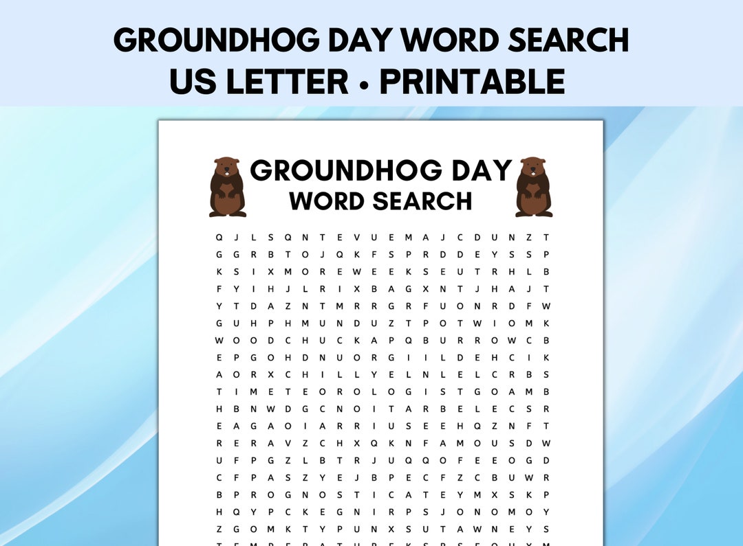 Groundhog Day Word Search, Groundhog Day Printable, Groundhog ...