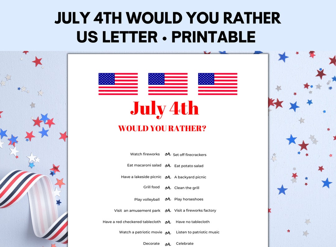 4th of July Would You Rather Game, Ice Breaker Games, 4th of July Games ...