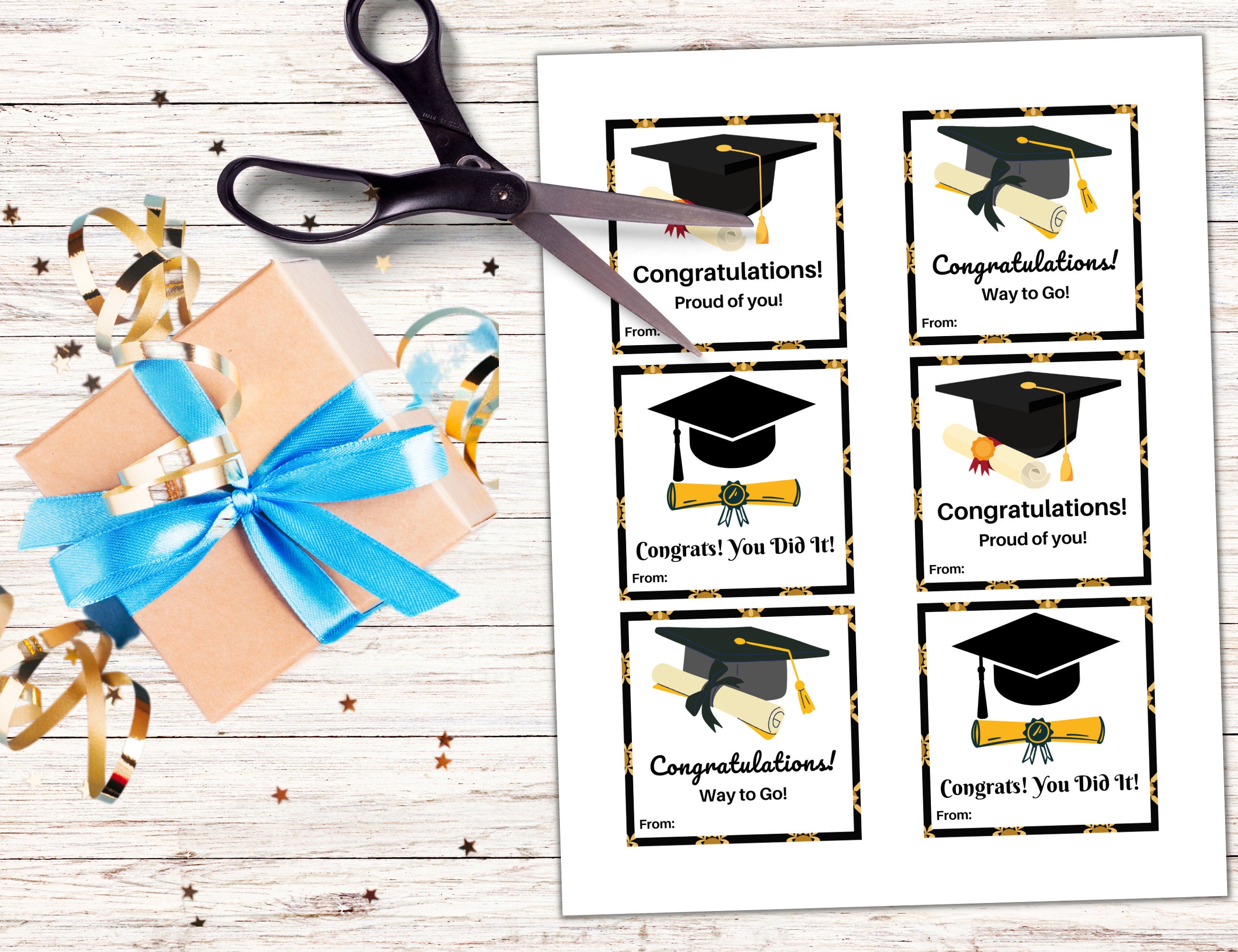 Printable Graduation Gift Tags and Labels, Graduation Wishes, Congrats ...