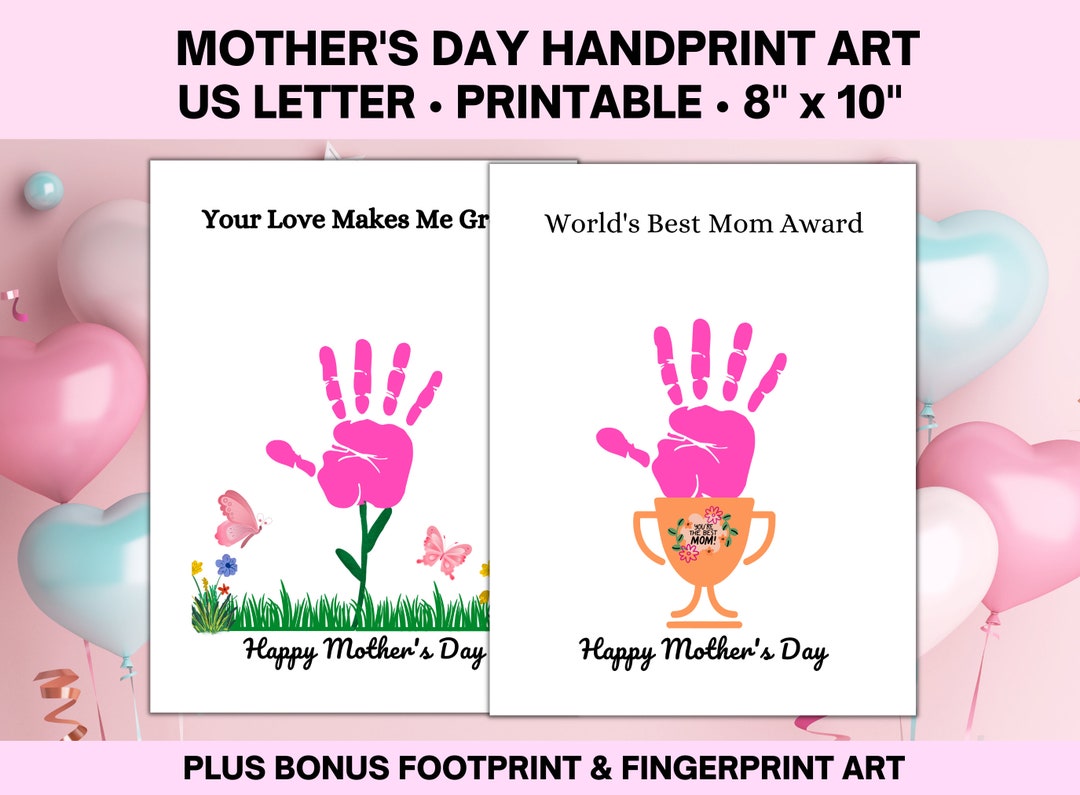 Mother's Day Handprint Printable, Fingerprint Art, Handprint Art ...