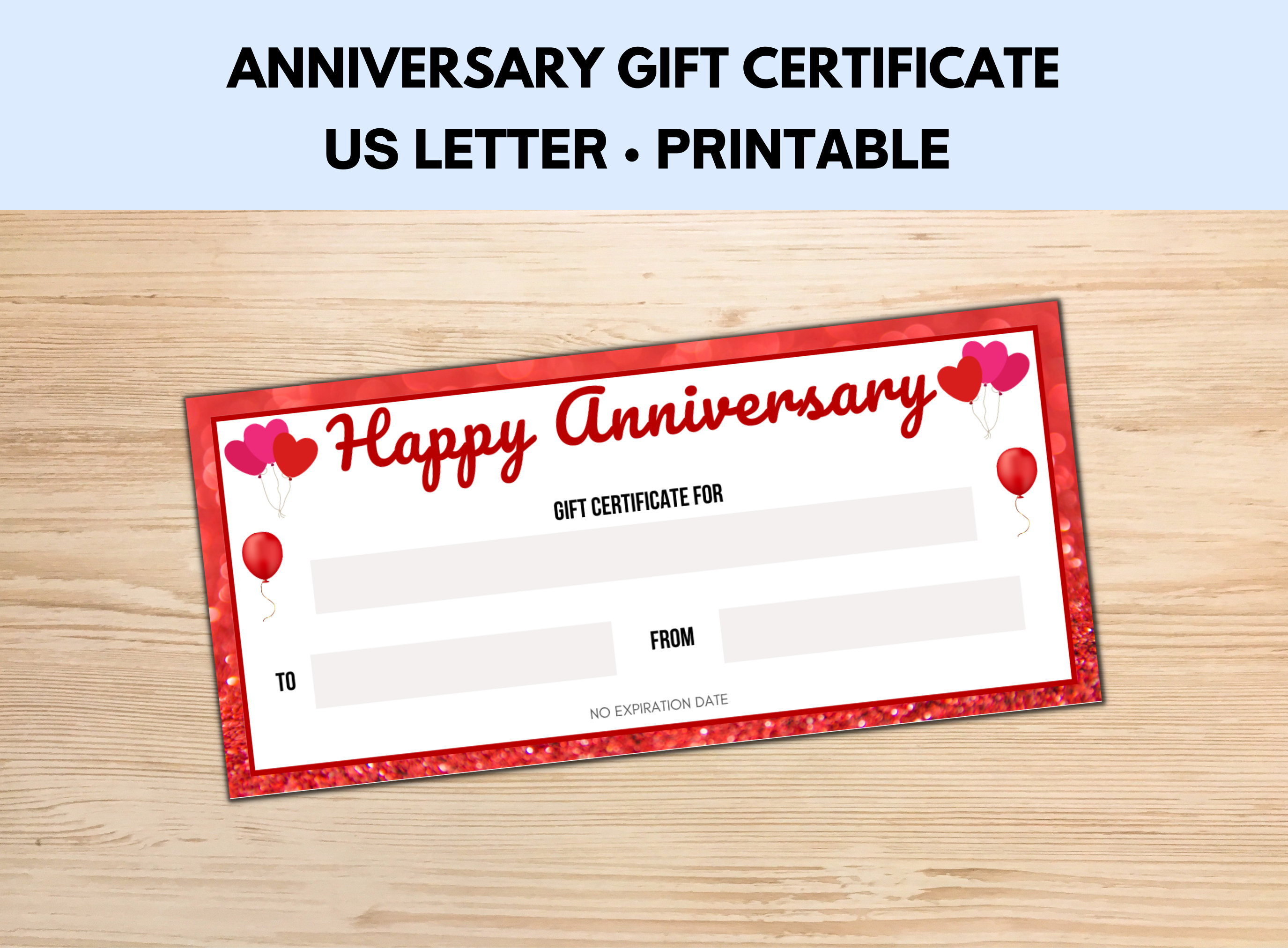 Printable Anniversary Gift Certificate, Anniversary Coupons, Gift ...