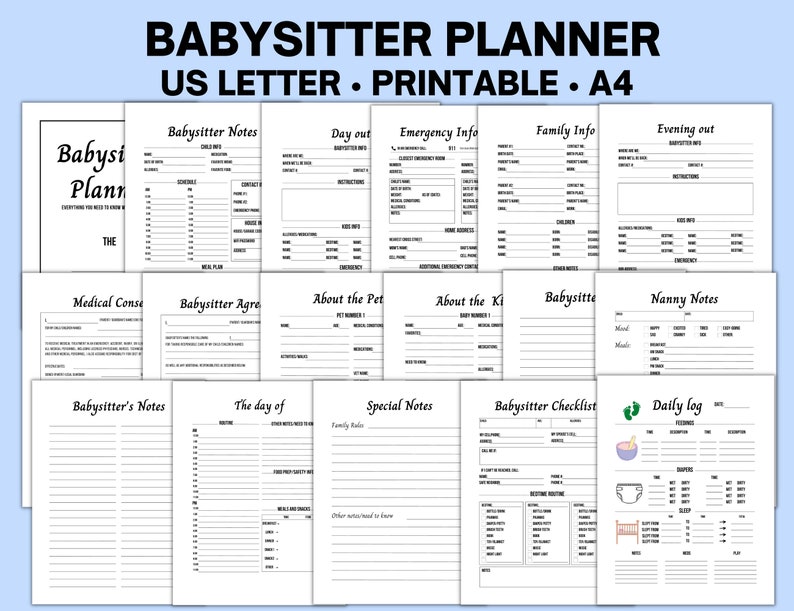 Babysitter Planner, Babysitter Notes, Babysitter Info, Babysitter Guide ...