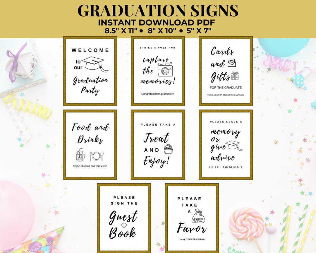 Graduation Party Sign Bundle Printable, Graduation Party Welcome Sign ...