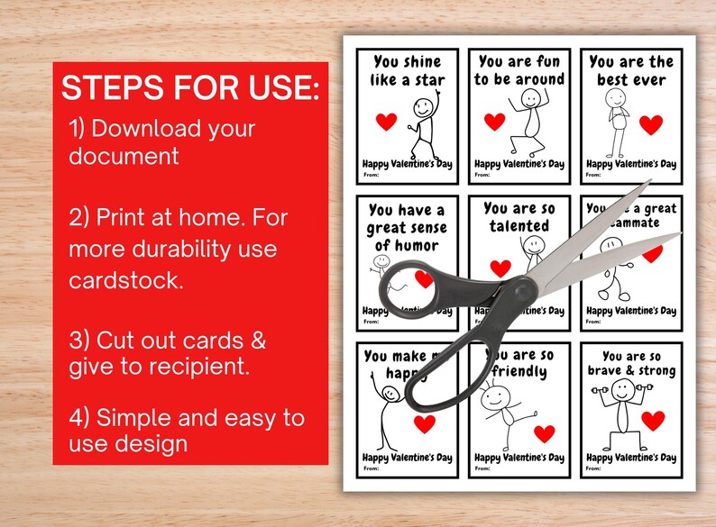 Stick Figure Valentine Cards for Kids, Tween Valentine, School ...