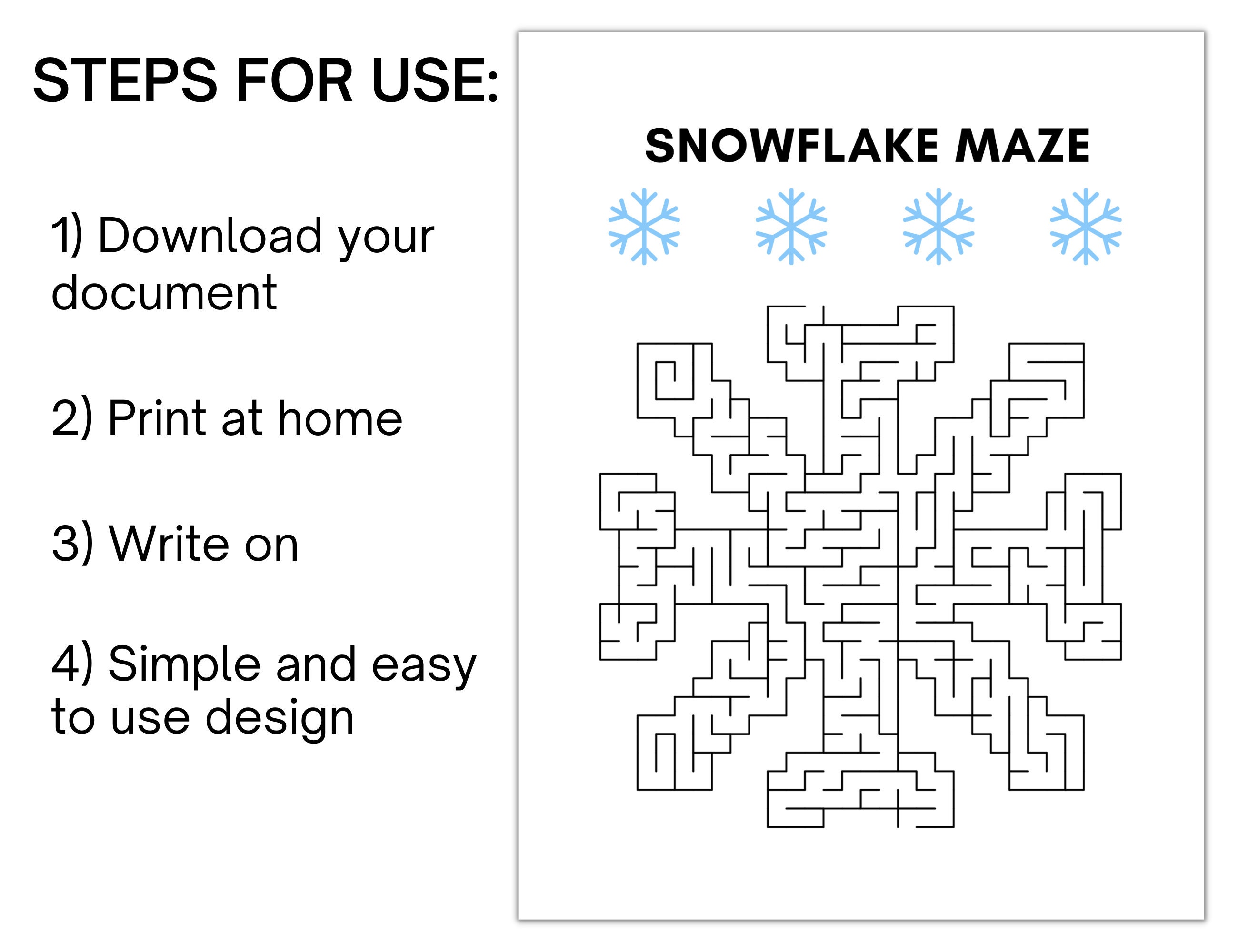 Snowflake Maze Printable Fun Christmas Games, Xmas Games - Etsy