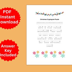 Christmas Cryptogram Game, Printable Christmas Games, Christmas Word ...